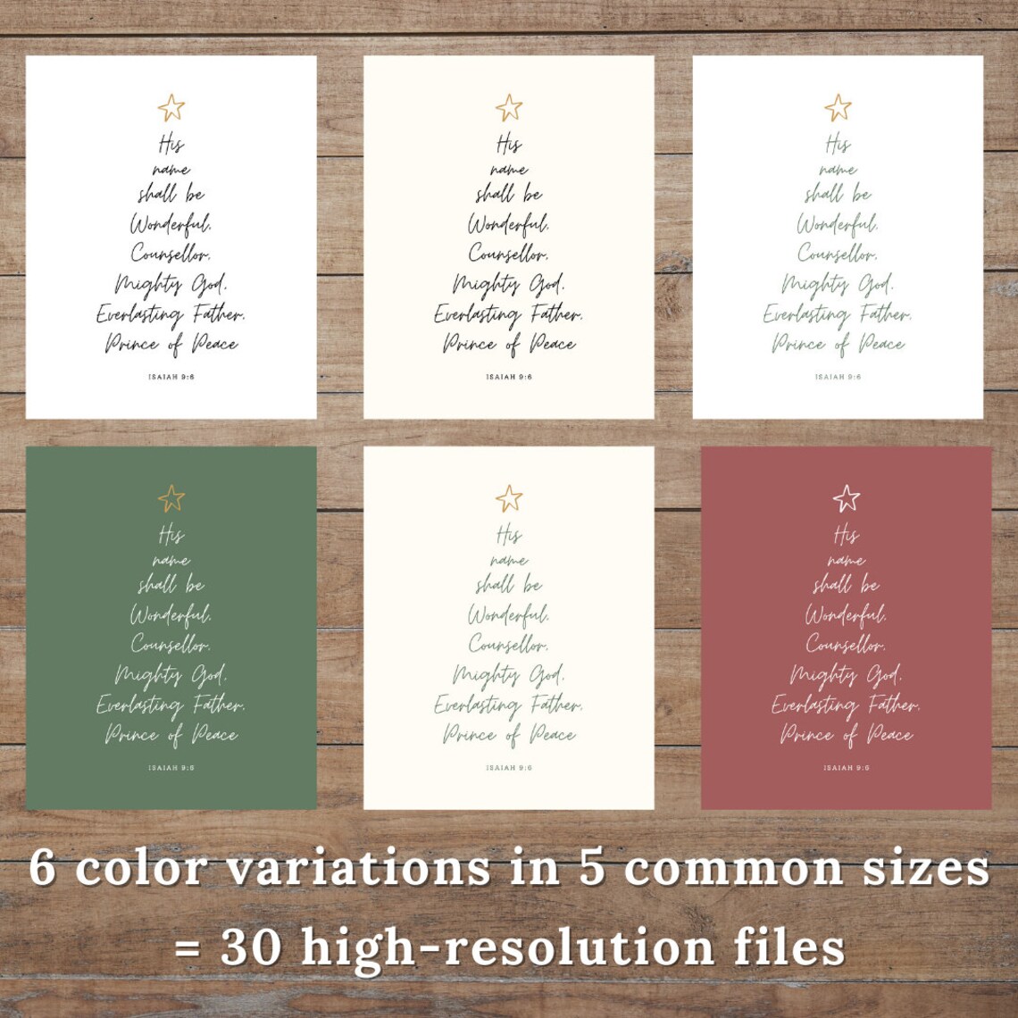 DIGITAL Isaiah 9:6 Christmas Tree Gallery Art Print Bible Scripture ...