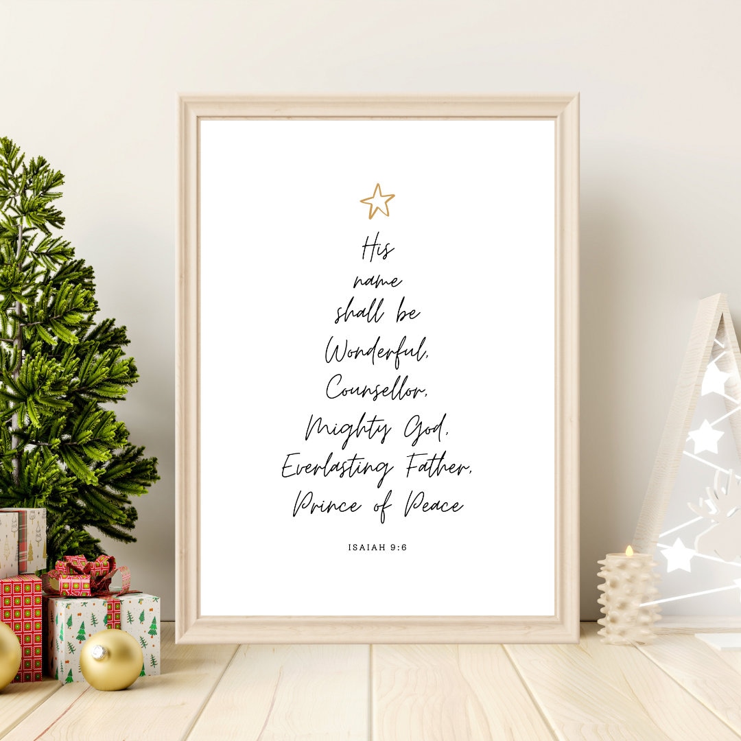 DIGITAL Isaiah 9:6 Christmas Tree Gallery Art Print Bible Scripture ...