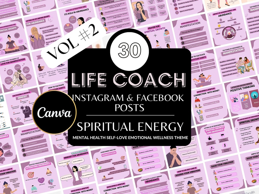 30 Life Coach Mental Health Instagram CANVA Templates | Life Coach ...