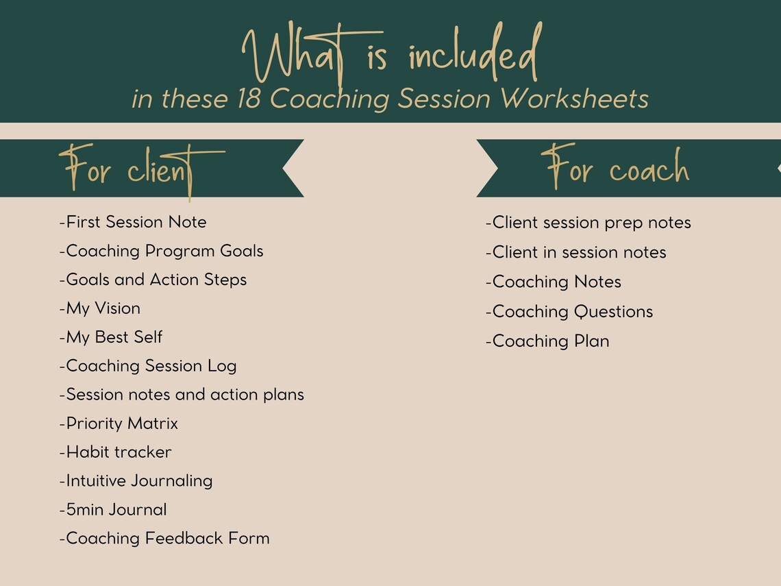 Coaching Session Worksheets |coaching Toolkit |coaching Worksheet ...