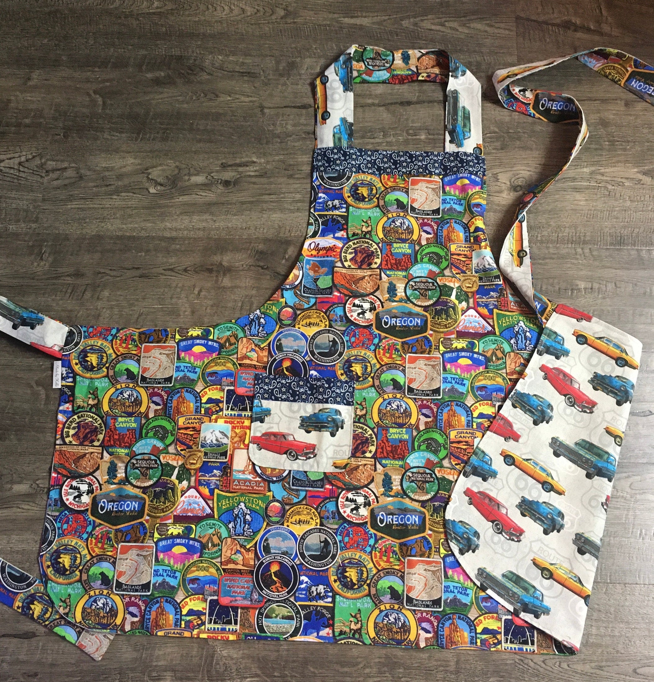 Car Apron, Reversible Apron, Road Trip, Route 66, National Parks ...