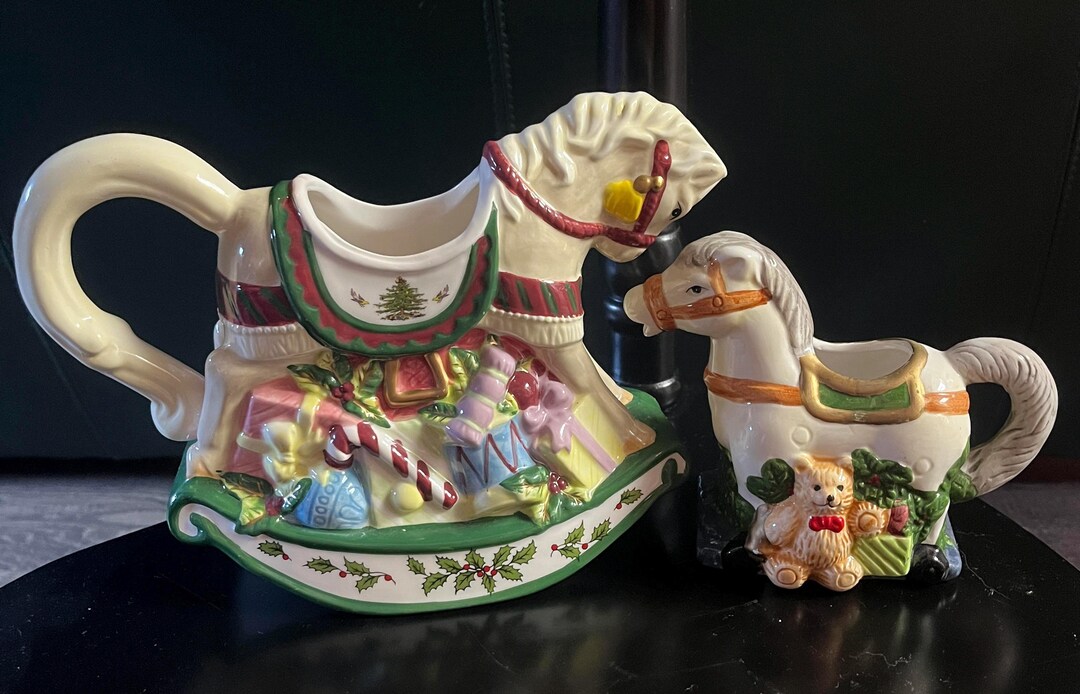 Vintage Spode Christmas Rocking Horse Creamer, Vintage Block Horse ...