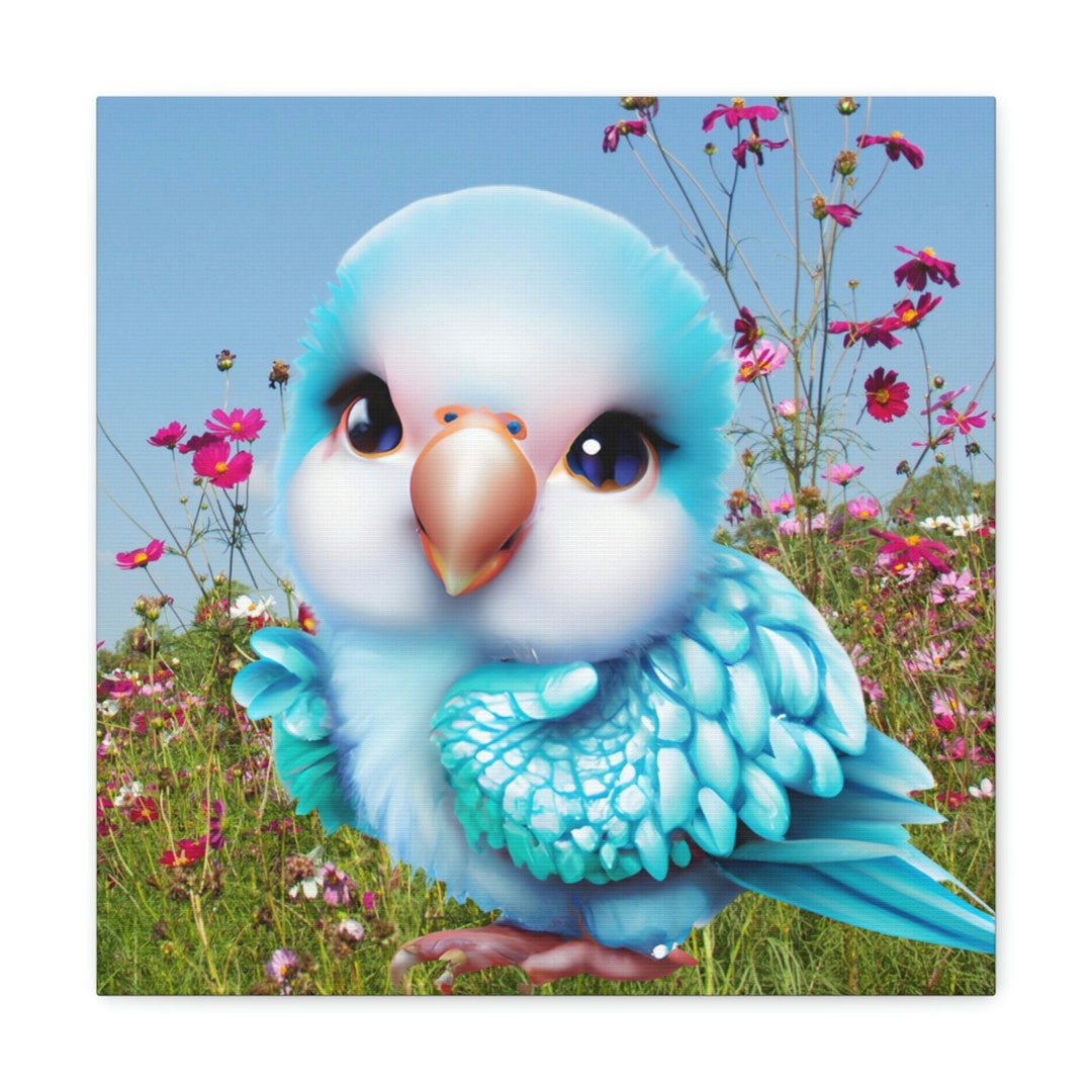 Blue Baby Bird Cartoon Canvas Gallery Wraps - Etsy