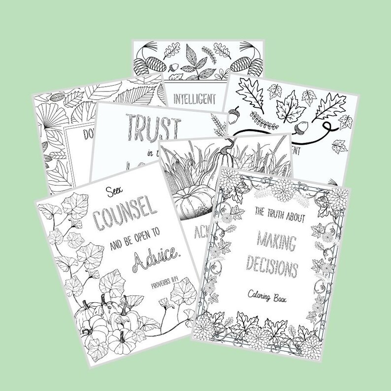 Printable Bible Verse Coloring Book: Decision Making (digital Download ...