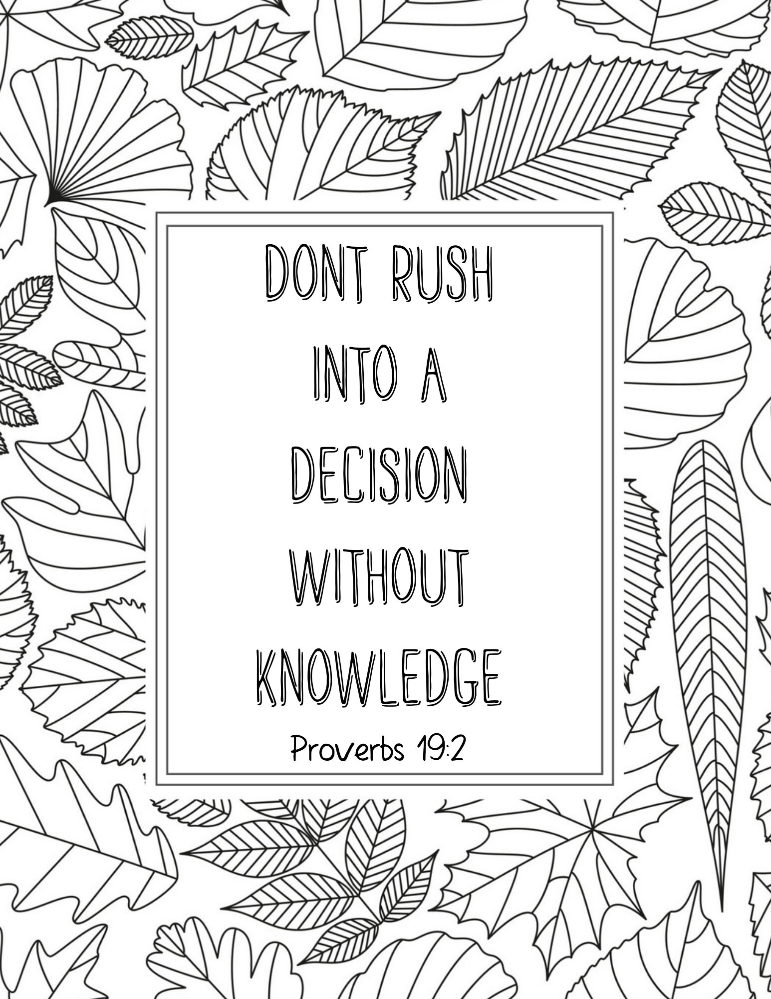 Printable Bible Verse Coloring Book: Decision Making (digital Download ...