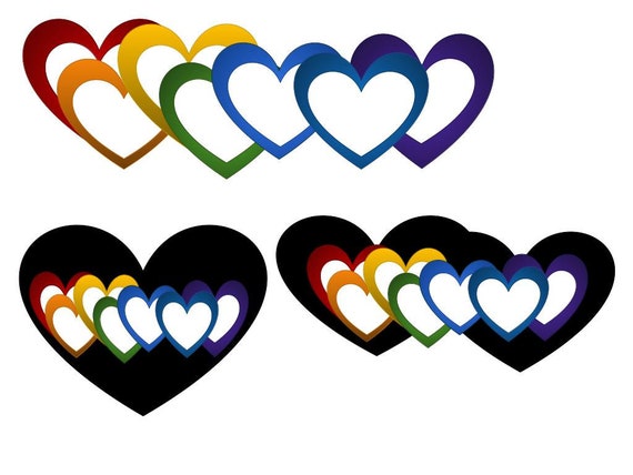 Rainbow Heart Border Clip Art