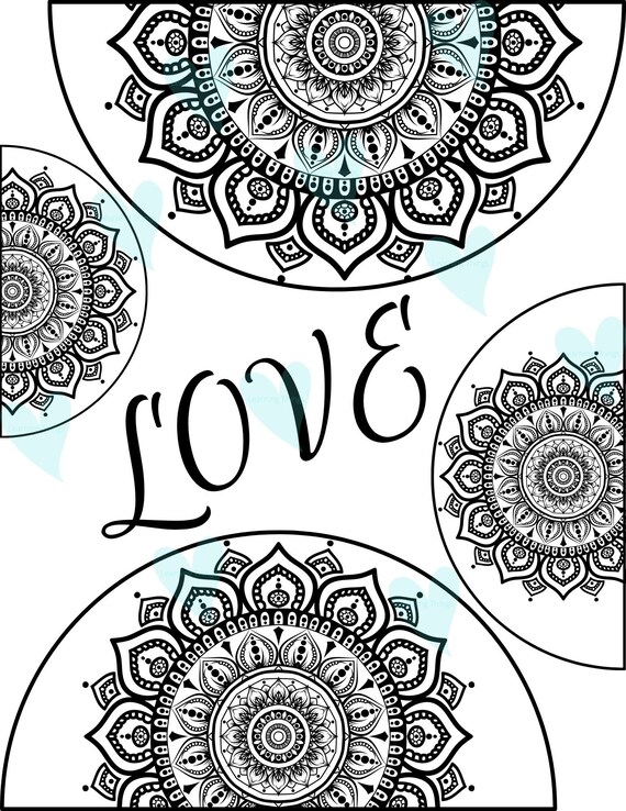 Mandala Love Coloring Page - Etsy