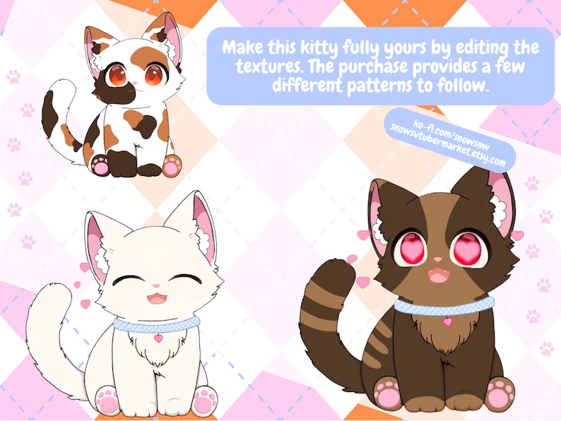 Kitty Cat Vtuber Model - Fully Rigged Vtuber Model - Multiple Toggles ...