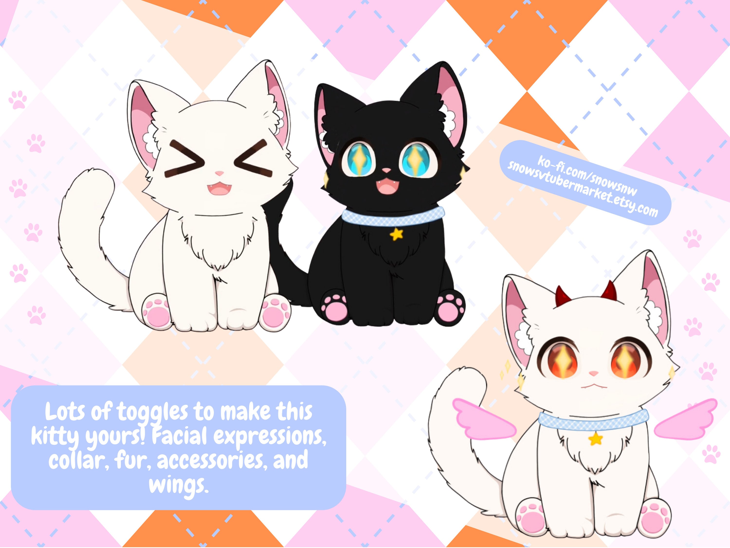 Kitty Cat Vtuber Model Fully Rigged Vtuber Model Multiple Toggles ...