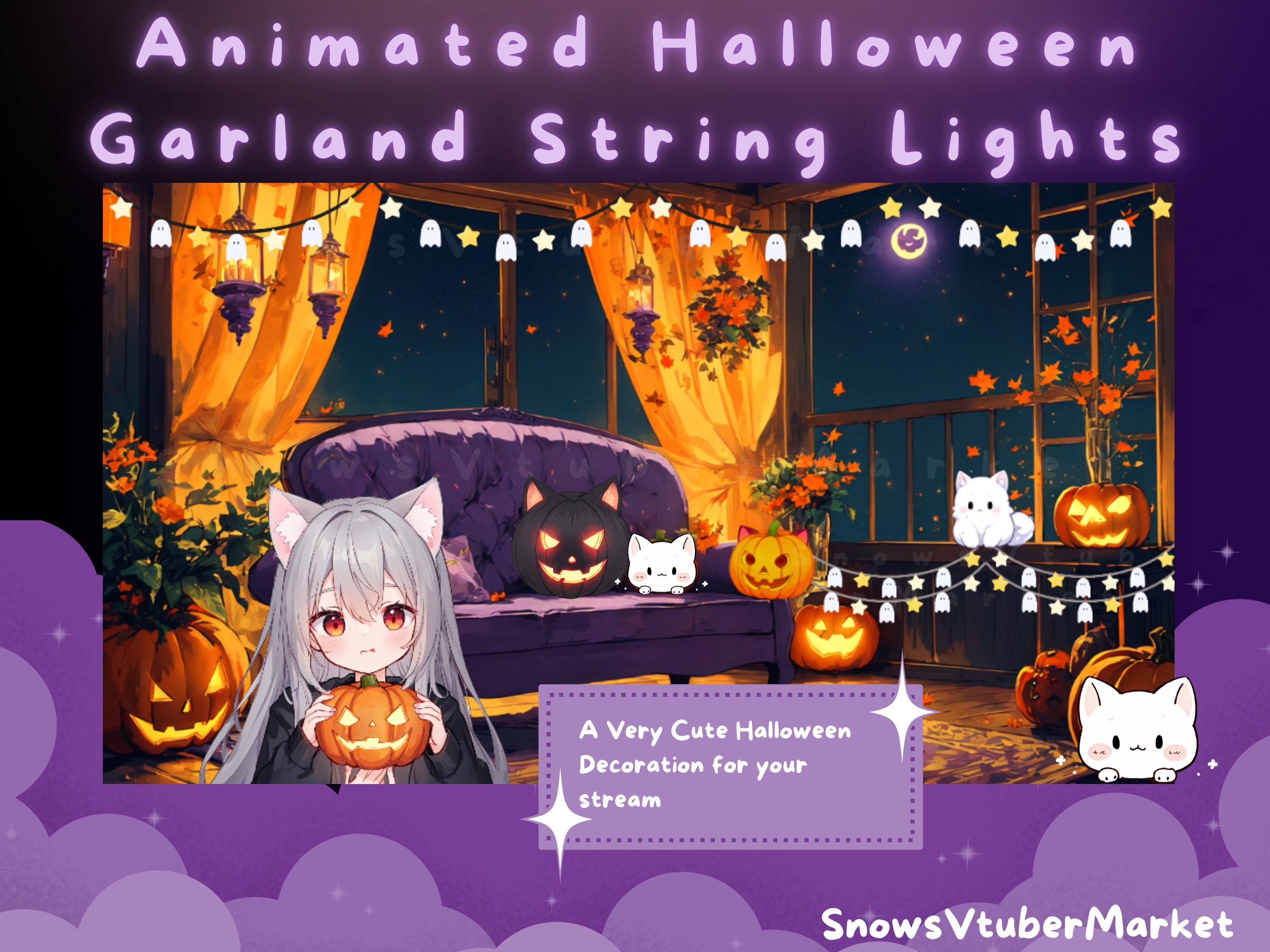 Halloween Animated Garland String Light Streaming Asset Holiday ...