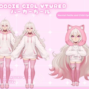 Hoodie Kitty Girl Full Body Vtuber Model | Customizeable Vtuber ...