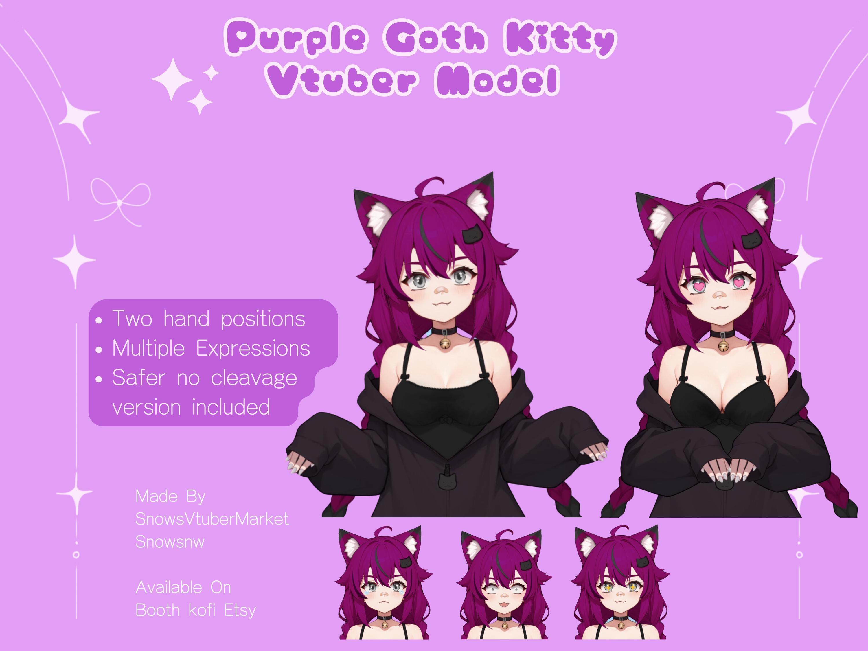 Goth Kitty Full Body Vtuber Model Multiple Toggles Vtubestudio - Etsy