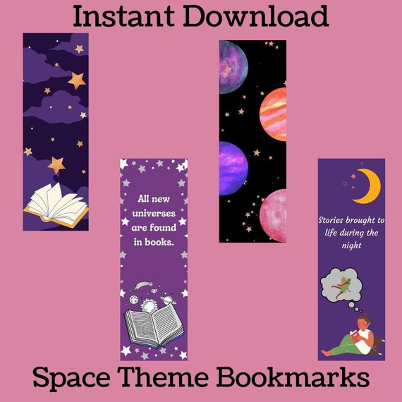 Printable Bookmark Set Galaxy Theme Space Reading Instant - Etsy