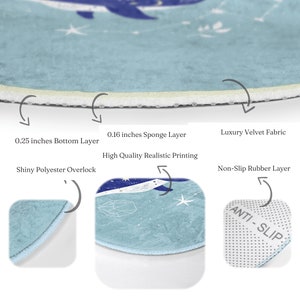 Kids Room Blue Whale Round Rug, Nursery Room Area Rug, Cute Whale ...