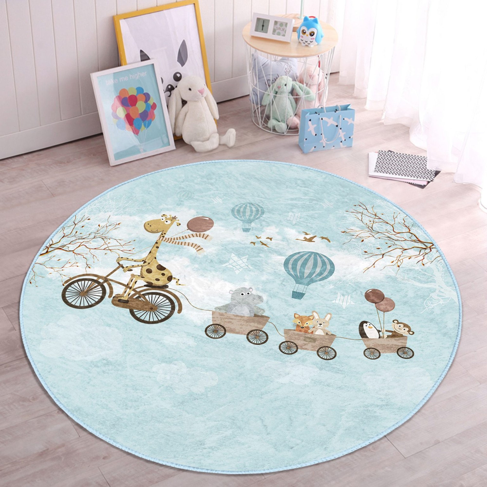 Animals Pattern Round Rug Nursery Room Animals Patterned Area - Etsy