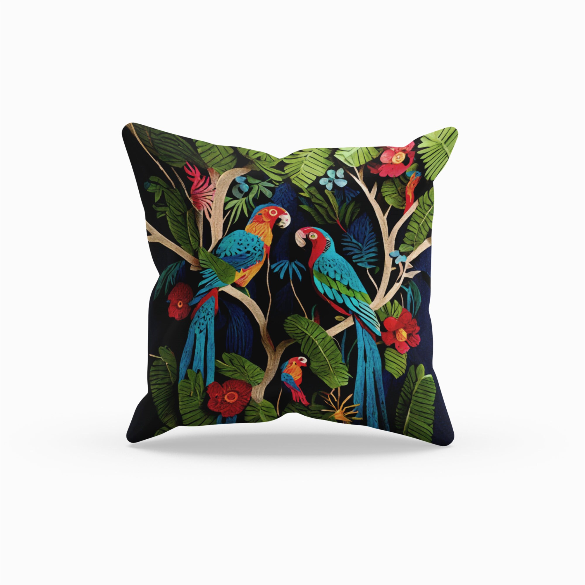 Jungle Parrots Cushion Covers, Parrot Pattern Art Design for Home ...