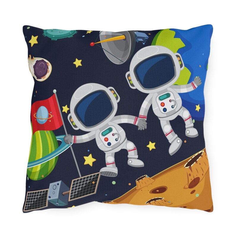 Astronaut Kids Pillow, Space Journey Nursery Cushion Cover, Rocket ...