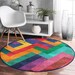 Rainbow Colors Patterned Decorative Round Rug, Home Decoration Colorful ...