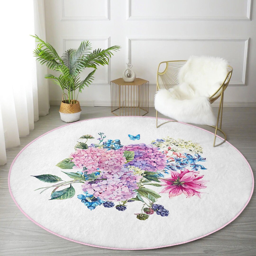 Cute Flower Pattern Rug, Floral Printed Decorative Area Rugs, Summer ...
