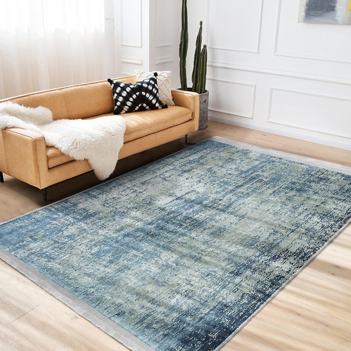 Modern Home Rug, Living Room Decorative Washable Rug, Non Slip ...