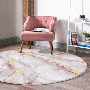 Marble Patterned Round Area Rug: Non-slip Velvet Floor Carpet - Etsy