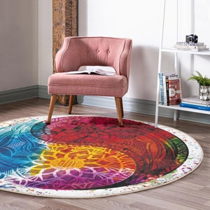 Colorful Round Rug, Living Room Area Rug, Bedroom Decorative Circle ...