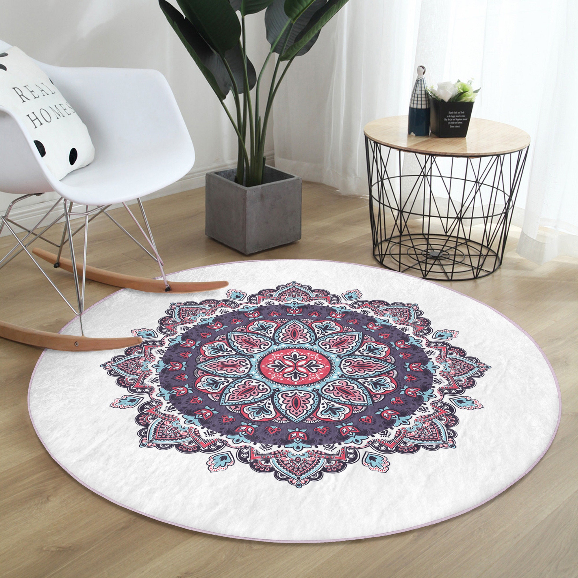 Mandala Yoga Room Round Rug, Meditation Room Circle Carpet, Non Slip ...