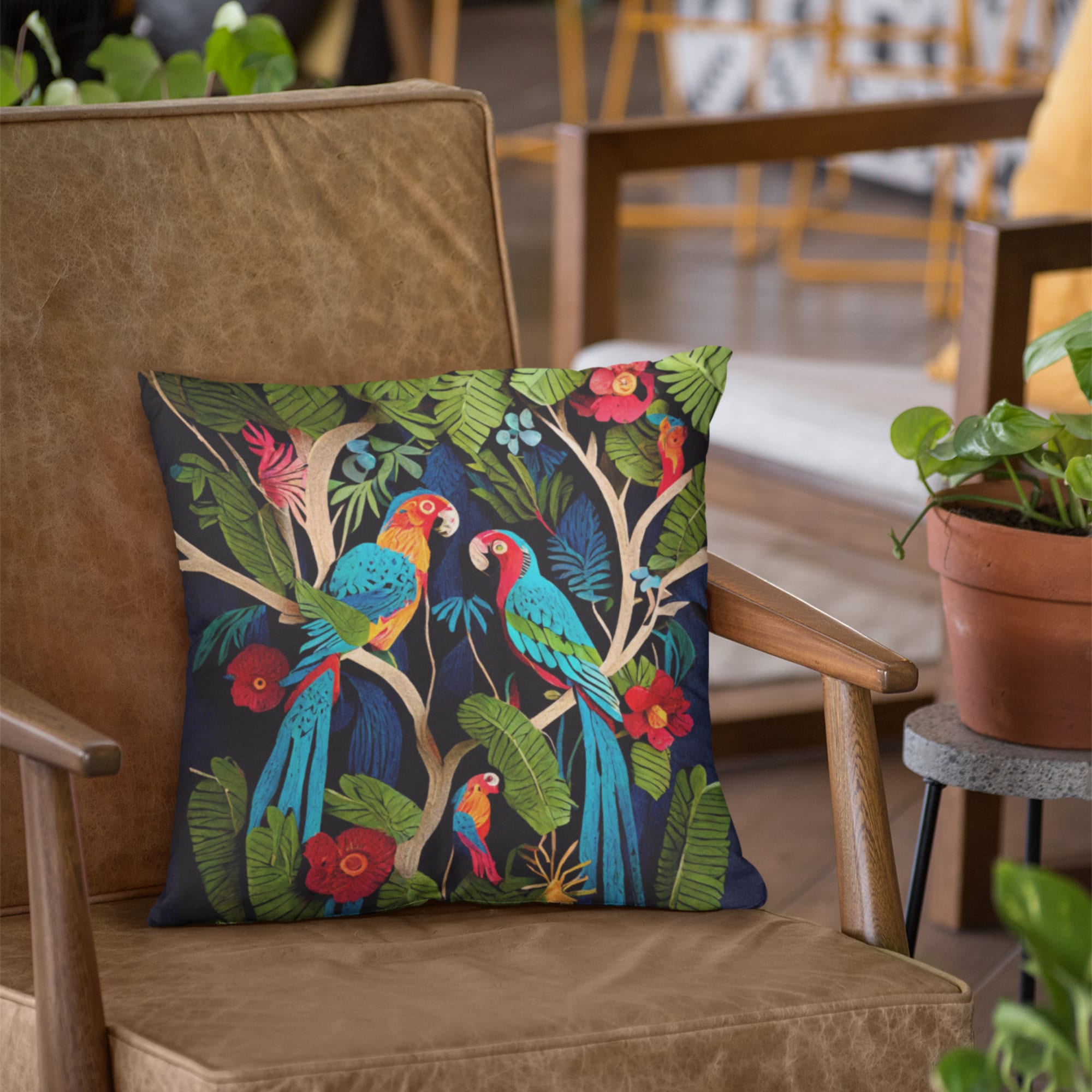 Jungle Parrots Cushion Covers, Parrot Pattern Art Design for Home ...