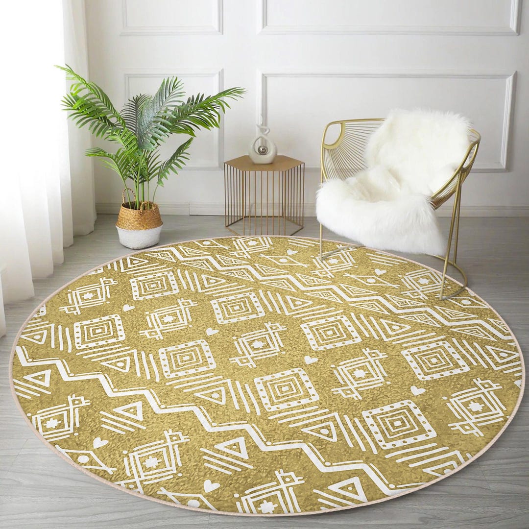 Native American Round Rug , Southwestern Circle Floor Carpet , Washable ...