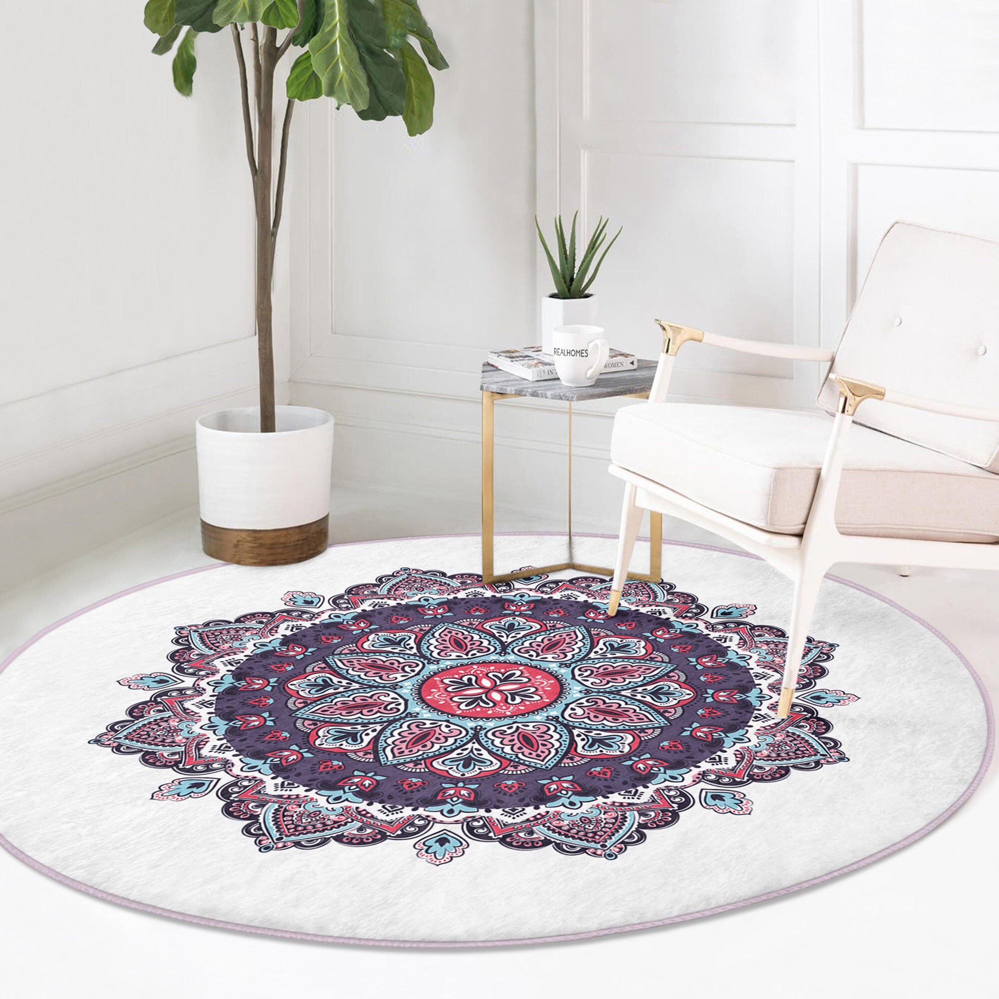 Mandala Yoga Room Round Rug, Meditation Room Circle Carpet, Non Slip ...