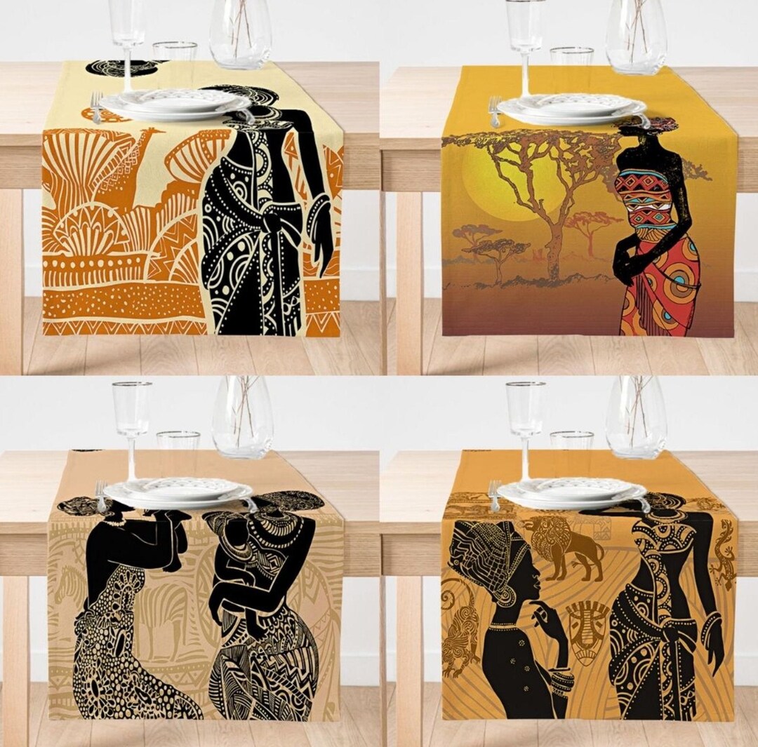 African Cultural Table Runner, African Pattern Table Linens, Kitchen ...