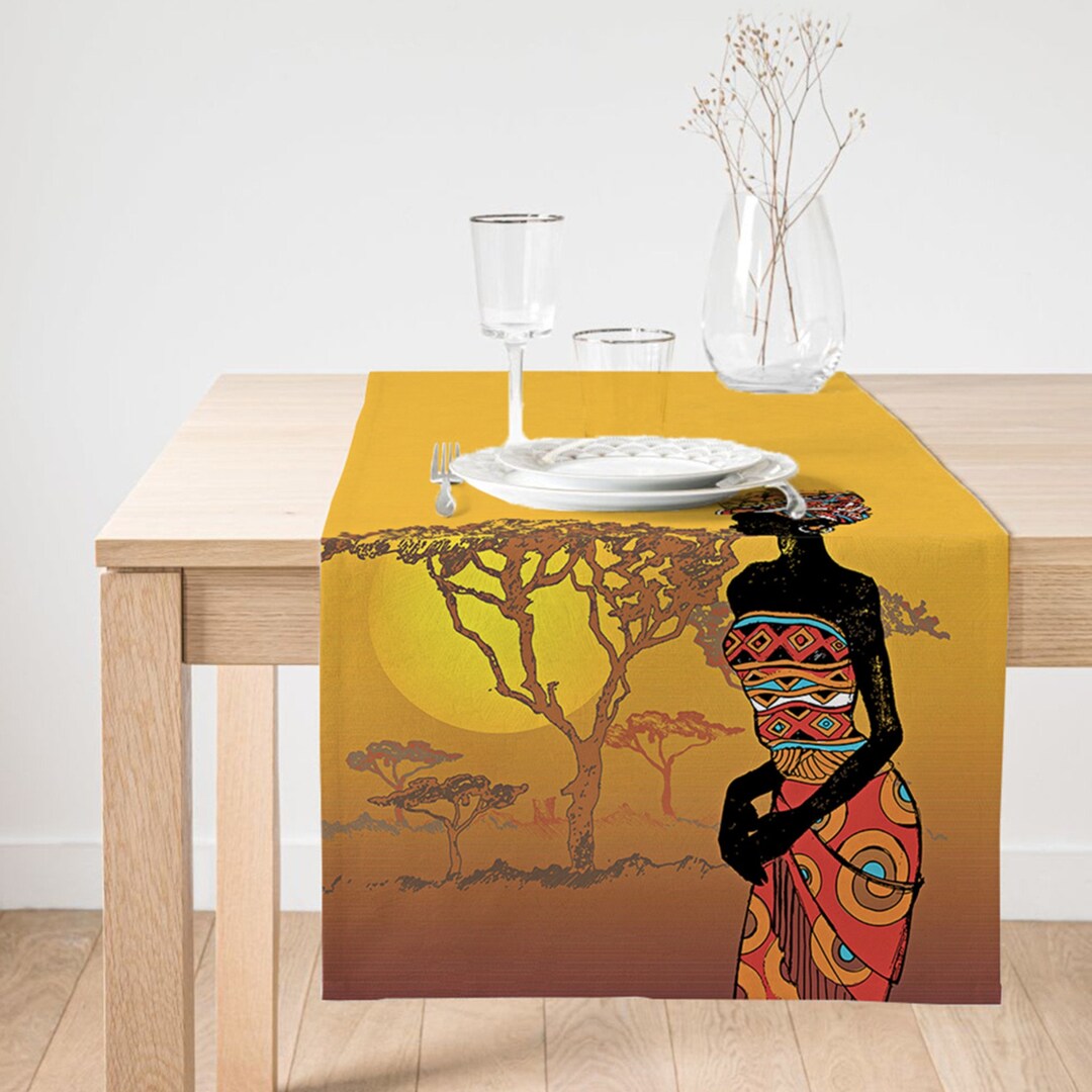 African Cultural Table Runner, African Pattern Table Linens, Kitchen ...