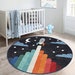 Space Rocket Kids Rug Nursery Room Space Patterned Round Rug - Etsy