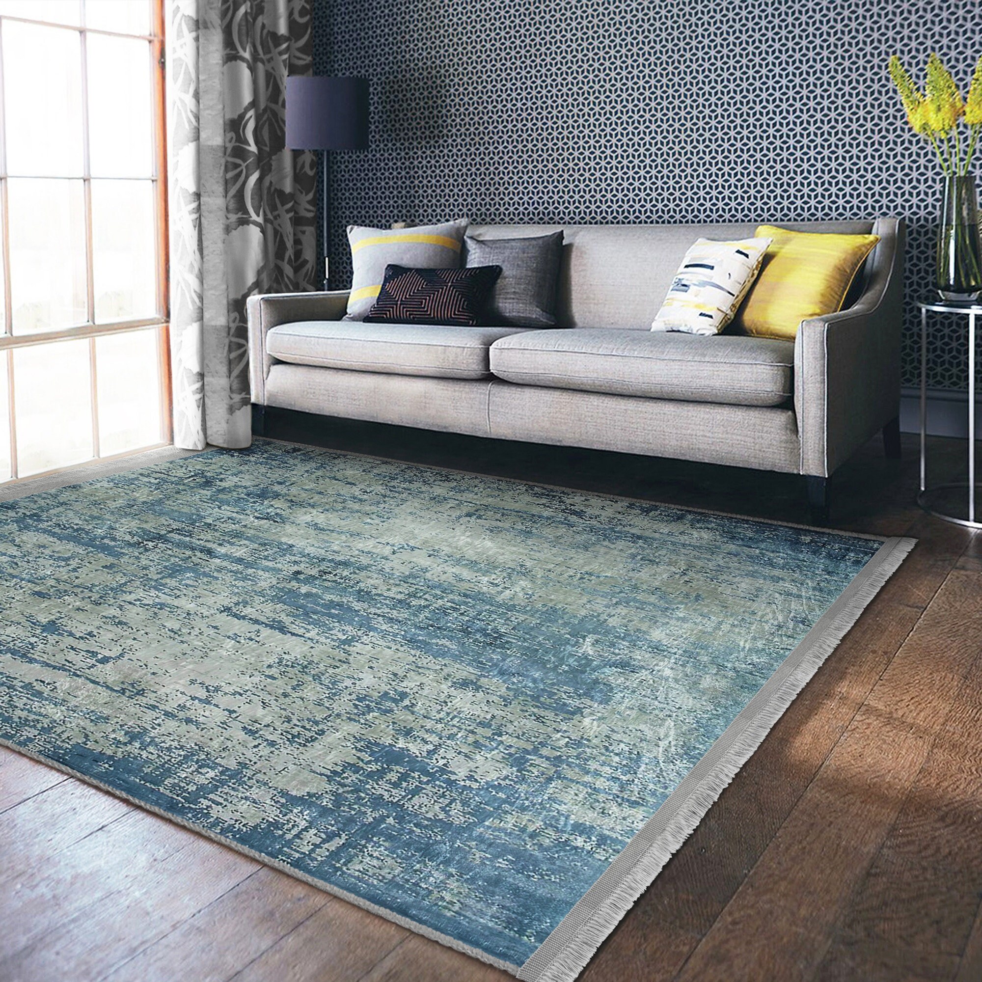 Modern Home Rug, Living Room Decorative Washable Rug, Non Slip ...