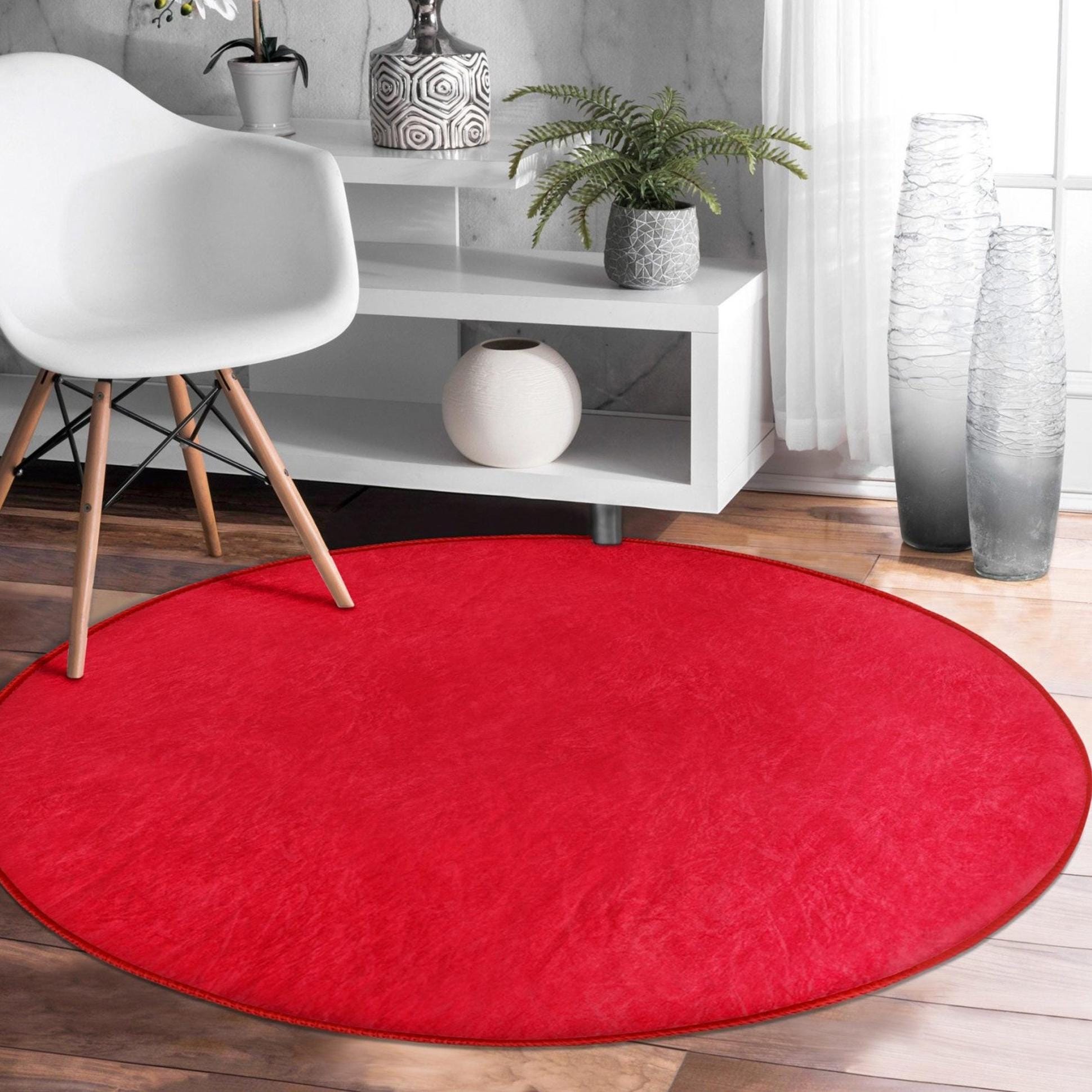 Round red rug store