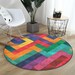 Rainbow Colors Patterned Decorative Round Rug, Home Decoration Colorful ...