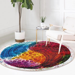 Colorful Round Rug, Living Room Area Rug, Bedroom Decorative Circle ...