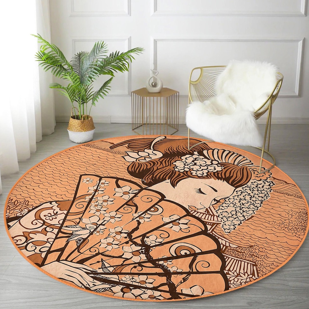 Japanese Rug, Japanese Patterned Circle Carpet, Japanese Living Room ...