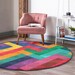 Rainbow Colors Patterned Decorative Round Rug, Home Decoration Colorful ...