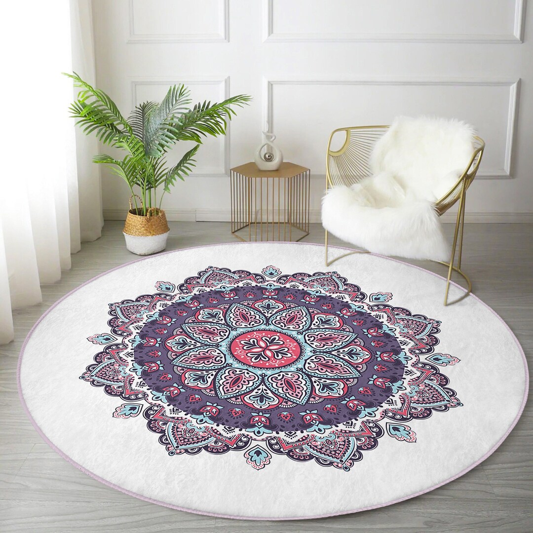 Mandala Yoga Room Round Rug, Meditation Room Circle Carpet, Non Slip ...