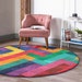 Rainbow Colors Patterned Decorative Round Rug, Home Decoration Colorful ...