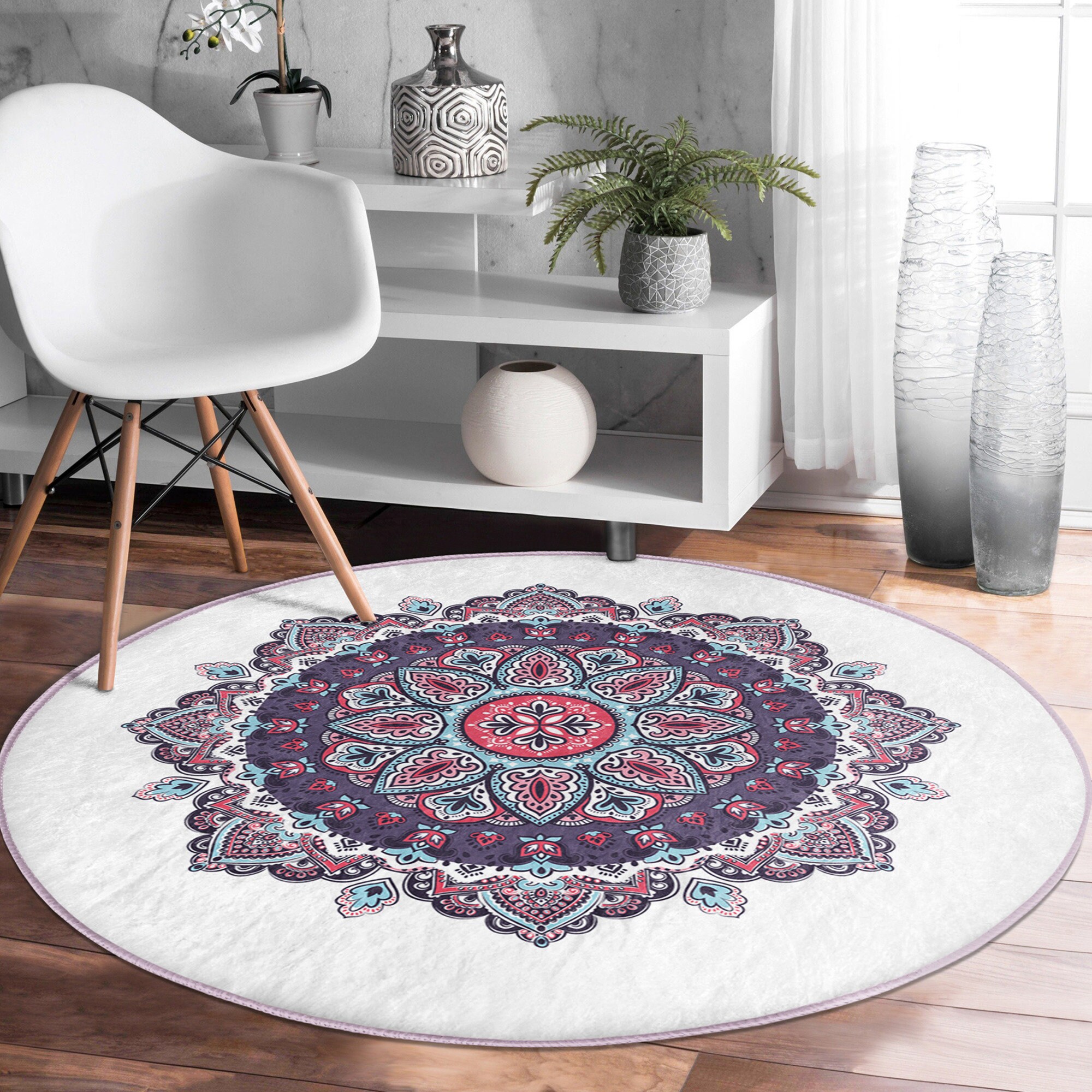 Mandala Yoga Room Round Rug, Meditation Room Circle Carpet, Non Slip ...