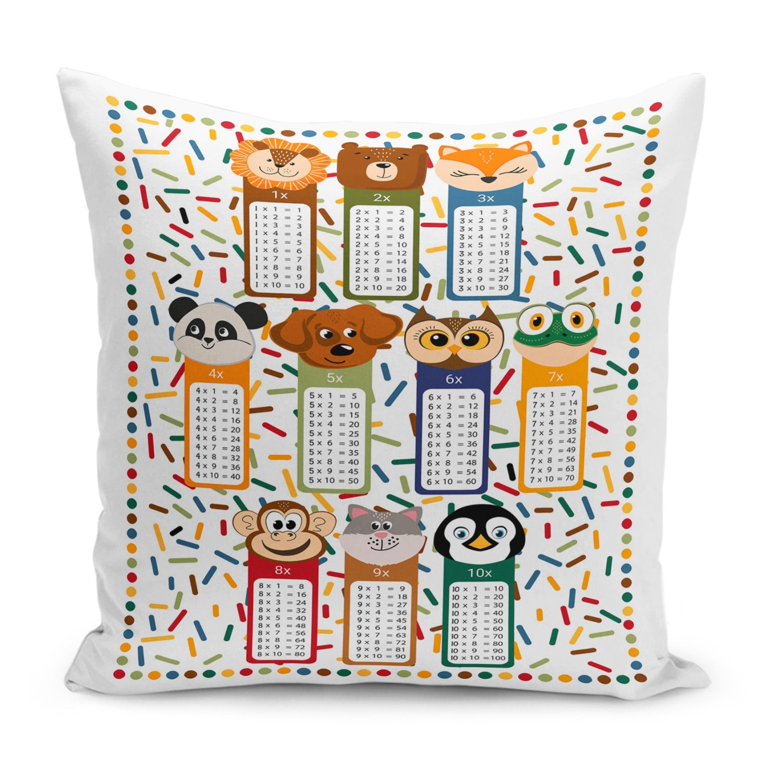 Multiplication Table Pillow Covers, Kids Room Instructive Decorative ...