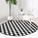 Checkered Round Rug, Black and White Checkered Circle Rug, Living Room ...