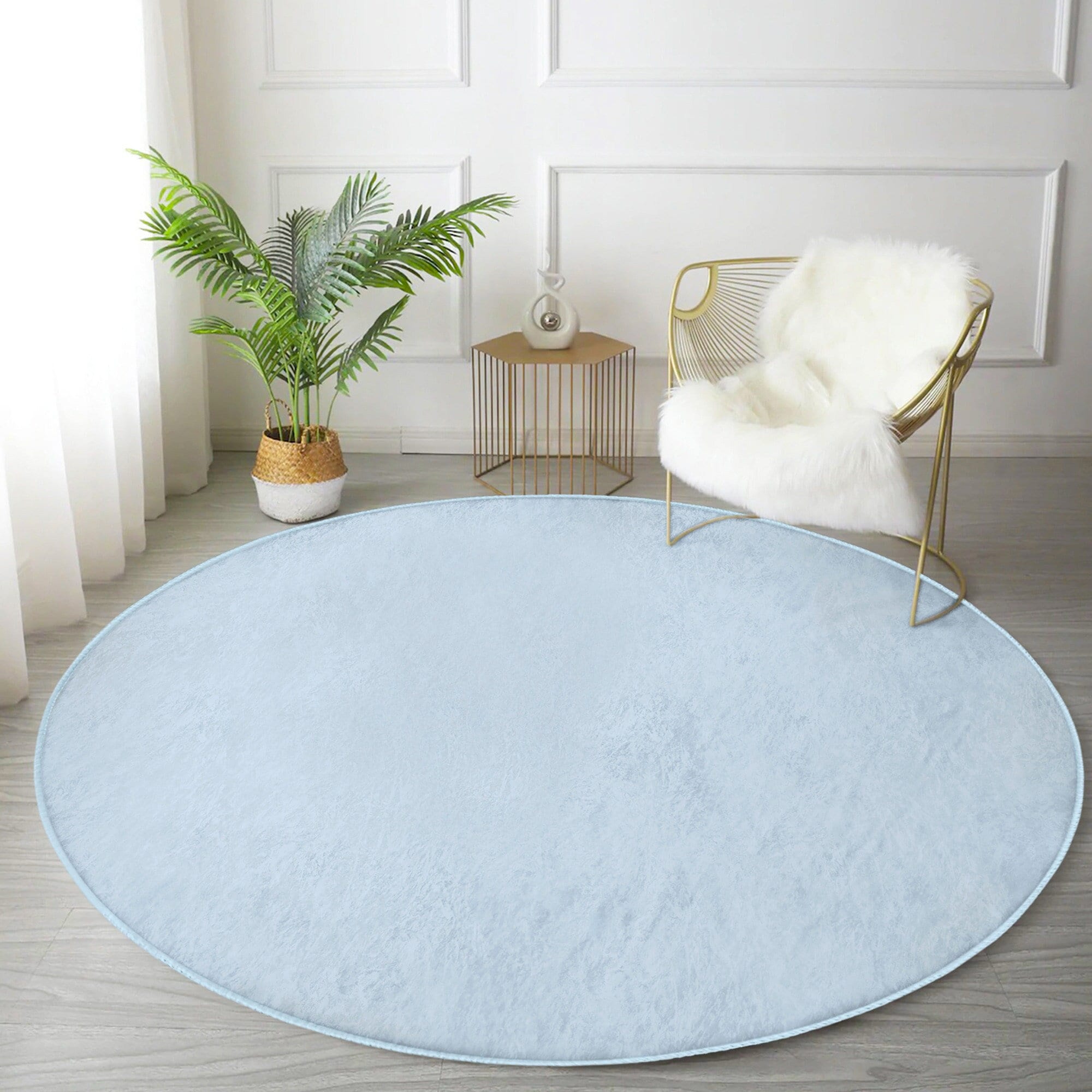 Blue Decorative Round Rug Living Room Circle Carpet Non Slip Washable Area Rug Bedroom Floor Carpet Kids Room Round Rug Etsy