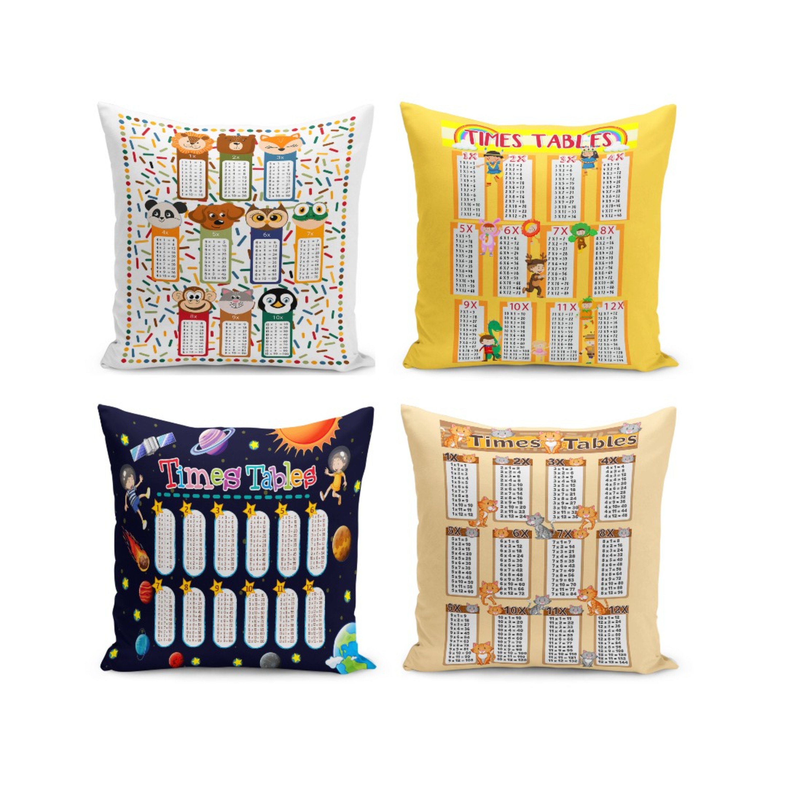 Multiplication Table Pillow Covers, Kids Room Instructive Decorative ...