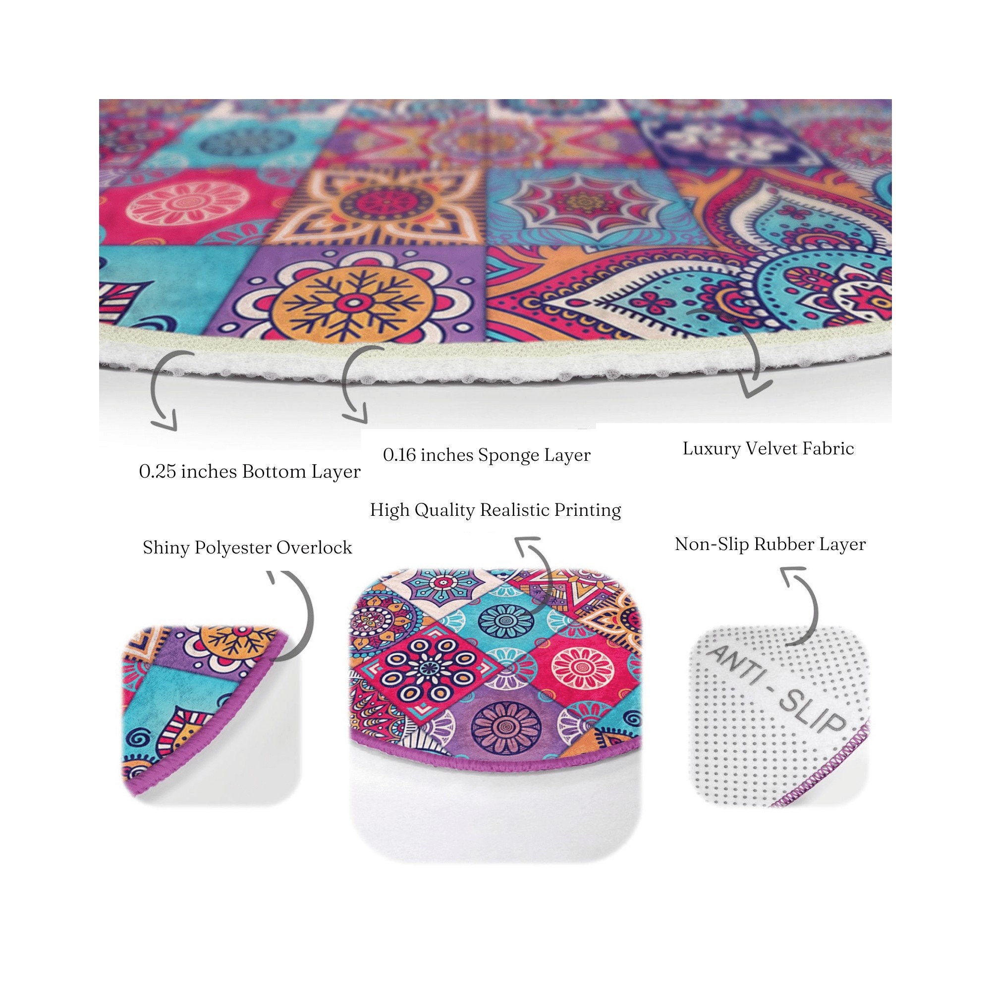 Colorful Round Rug Rainbow Colors Patterned Circle Carpet - Etsy