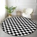 Checkered Round Rug, Black and White Checkered Circle Rug, Living Room ...