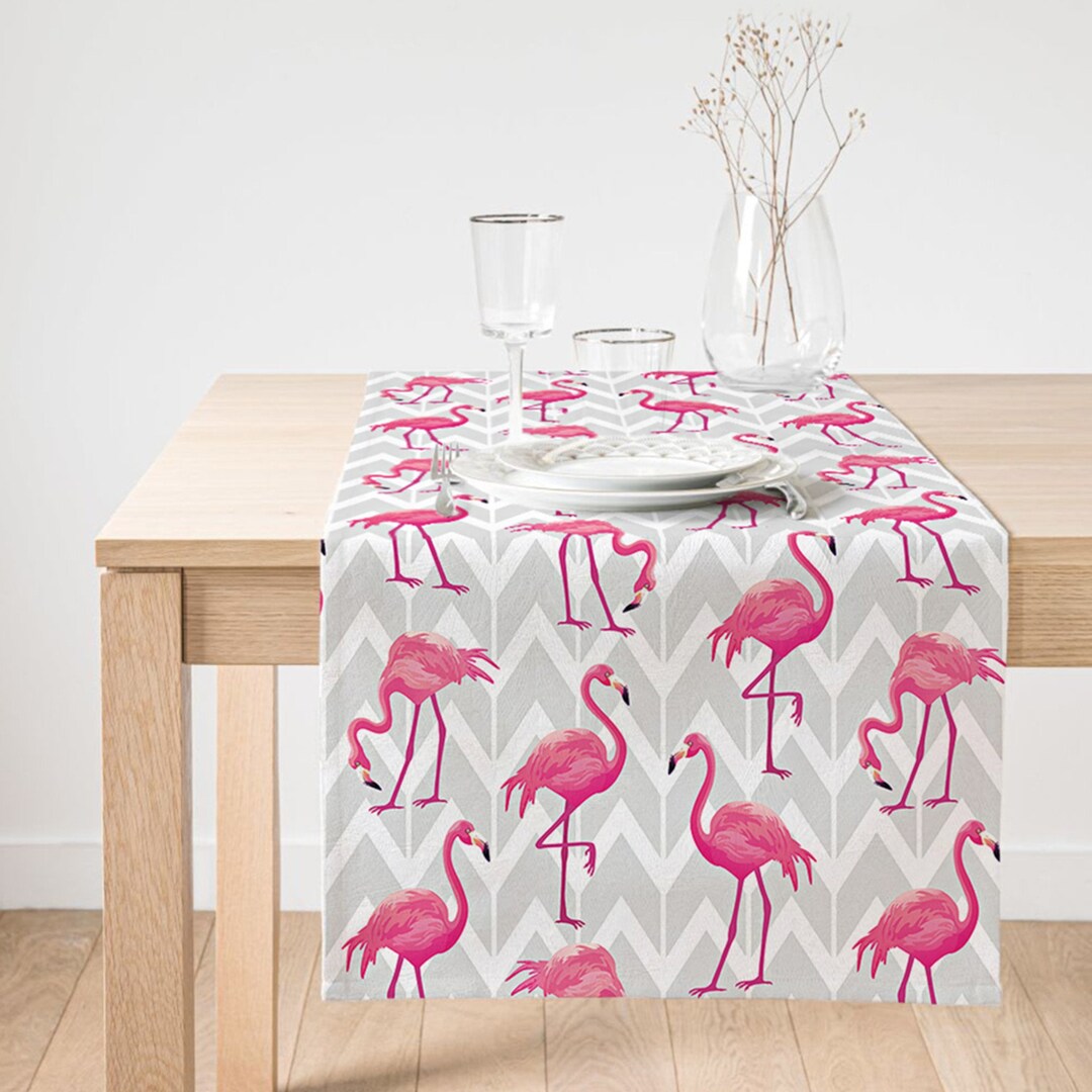 Pink Flamingo Table Runner, Flamingo Pattern Table Cover, Summer Home ...