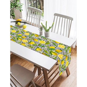 Summer Table Runner, Lemon Style Table Linens, Floral Decoration ...